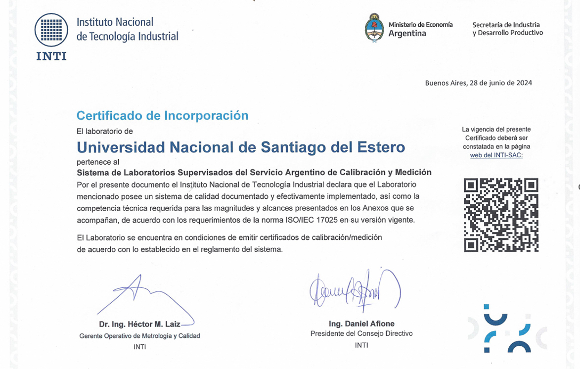 Incorporación a la Red Argentina de Calibración y Medición (Red SAC ...